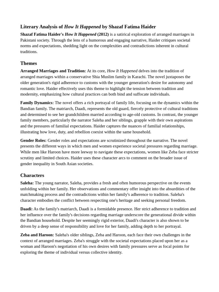 How It Happened Novel | PDF