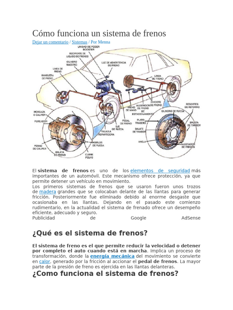 Cómo Funciona Un Sistema de Frenos | PDF