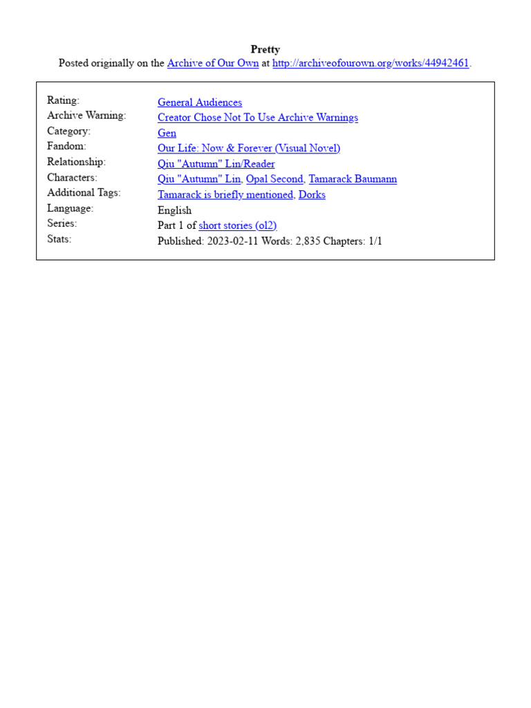 Our Life Visual Novel Pretty | PDF