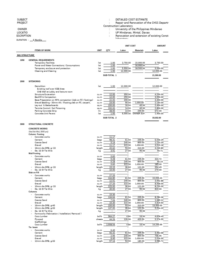Bill of Quantities 1 | PDF