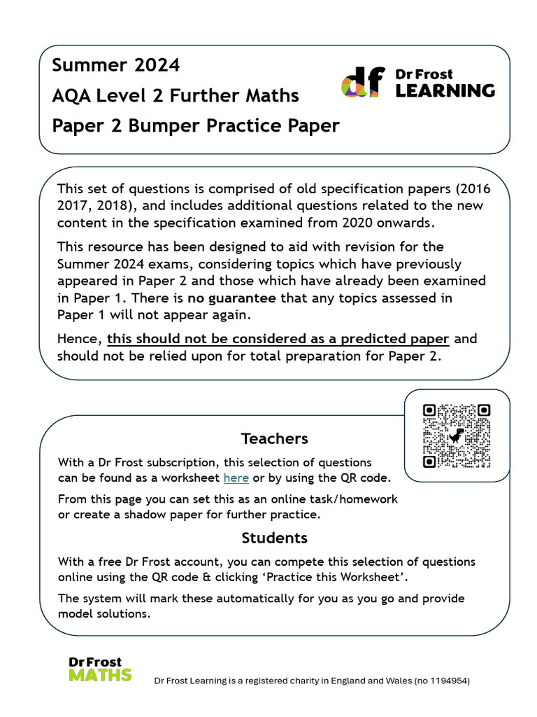 DFM - L2FM - Paper 2 Bumper Practice Paper - 2024 | PDF
