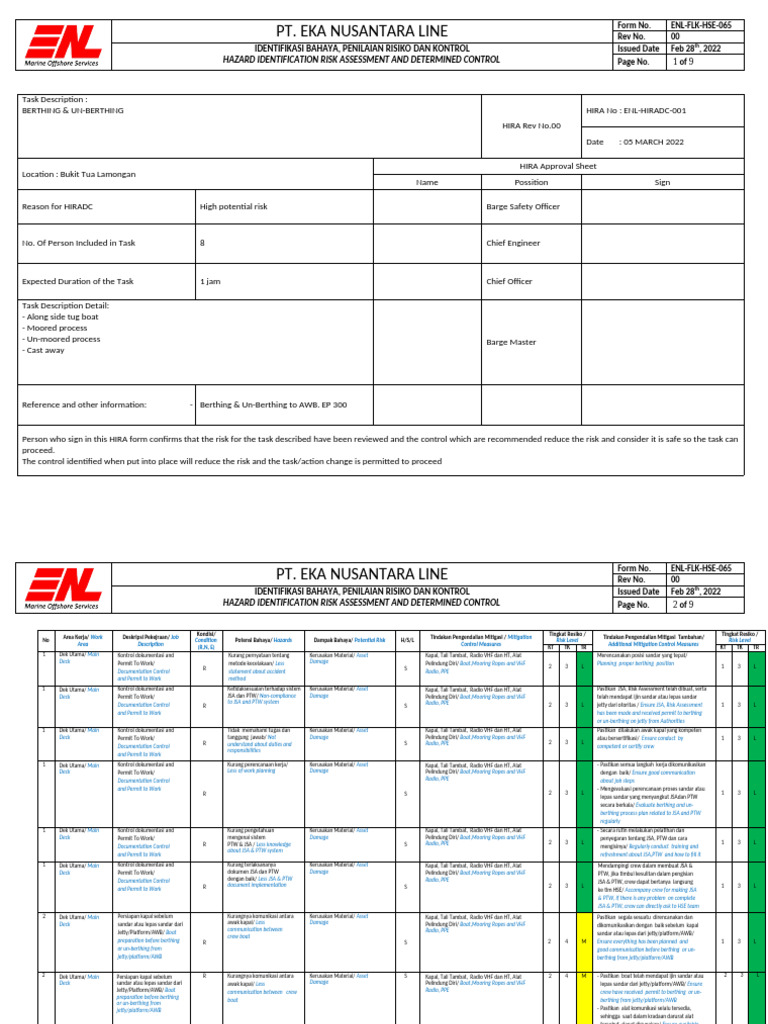 ENL-HIRADC-001 Berthing - Un Berthing | PDF