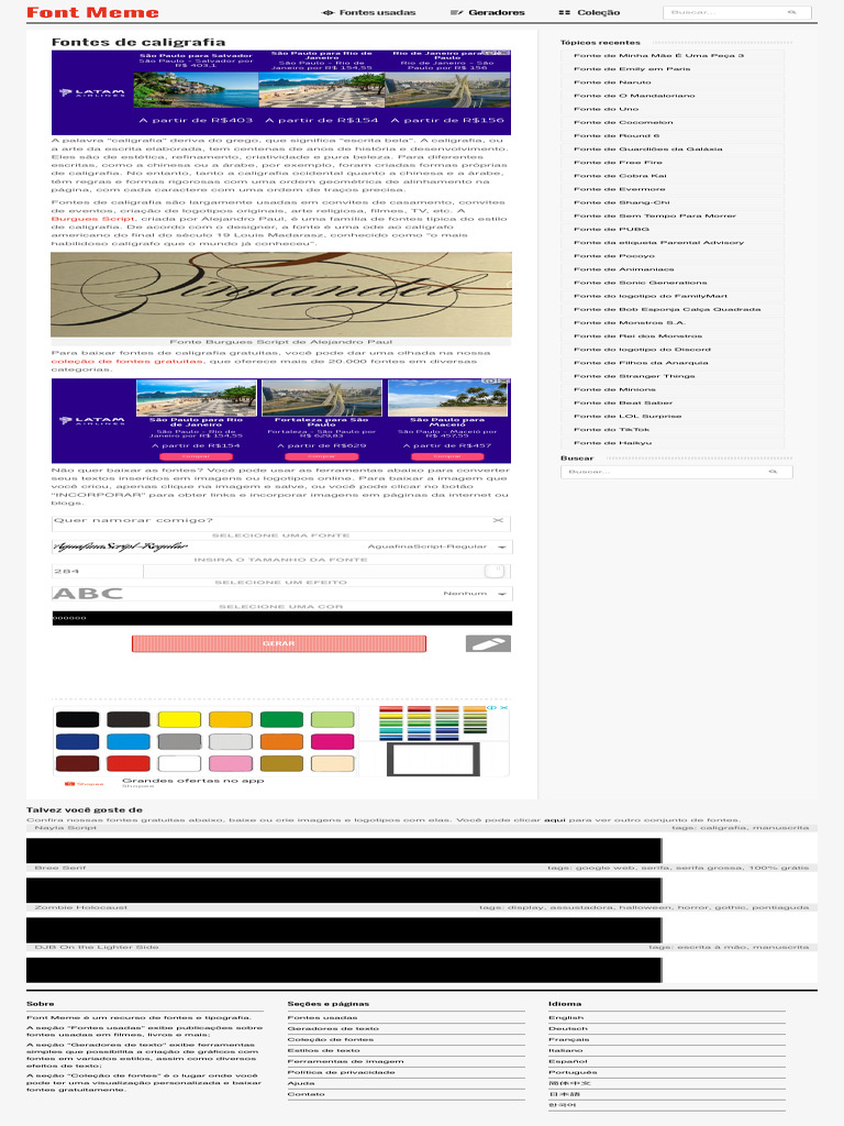 Fontes de Caligrafia - Gerador de Fontes de Calig | PDF