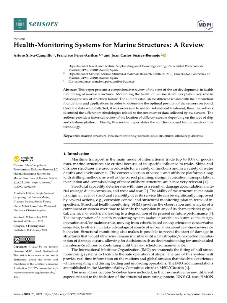 Health-Monitoring Systems For Marine Structures A Review | PDF