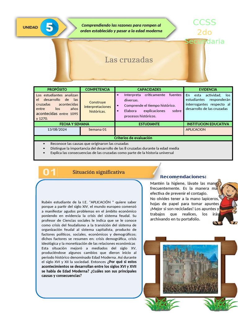 Ficha de Actividad CCSS 2°-Semana 1 Uni 5 | PDF