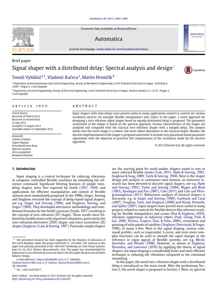 Signal Shaper With A Distributed Delay Spectral Analysis and Design | PDF