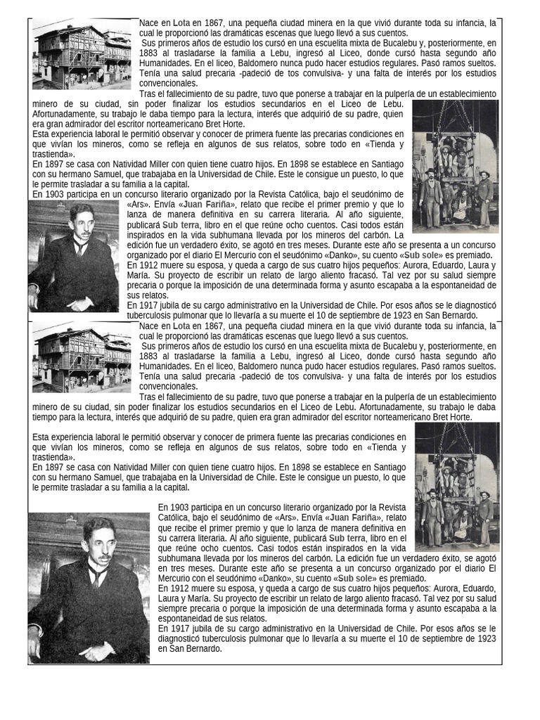 Biografía Baldomero Lillo | PDF