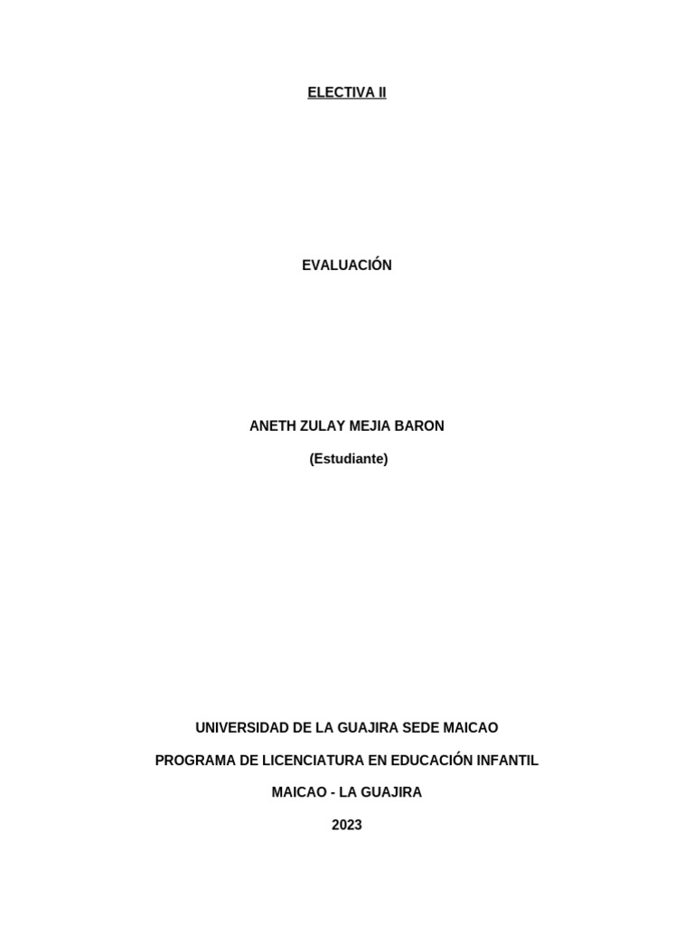 Evaluación Electiva | PDF
