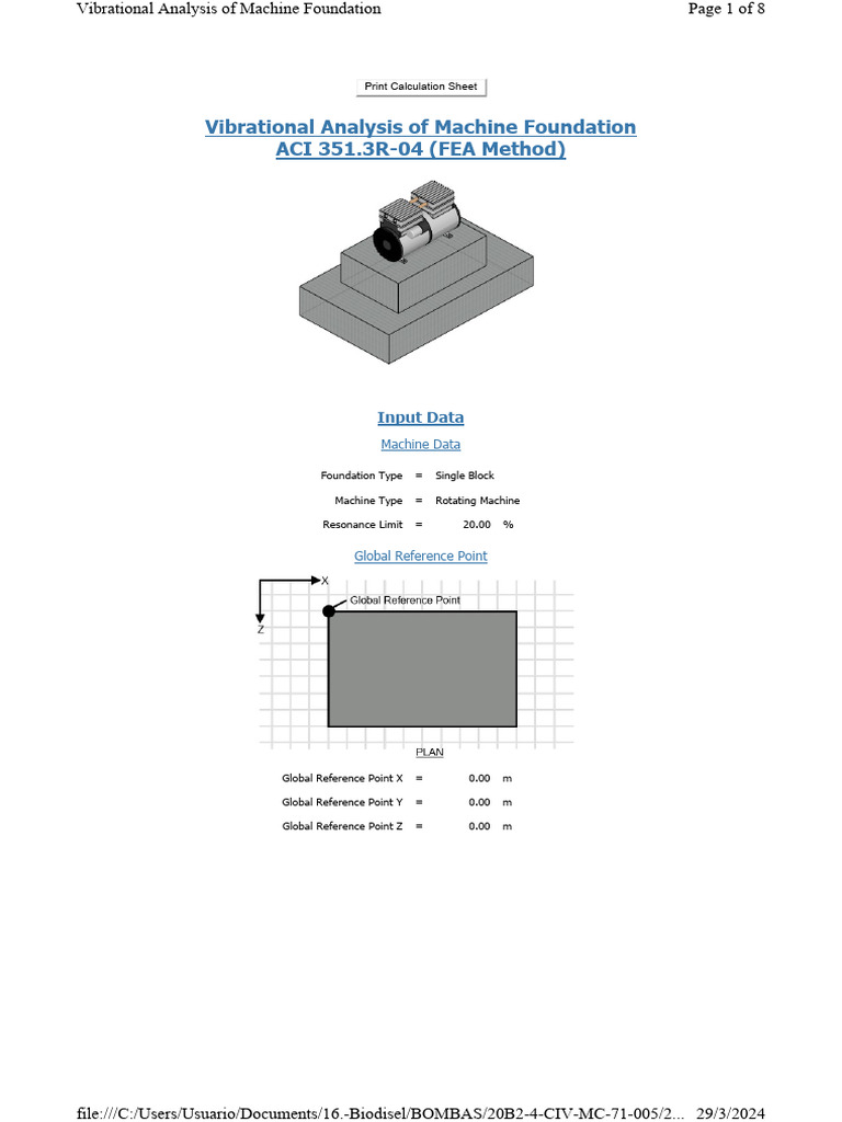 Vibrational Analysis of Machine Foundation ACI 351.3R-04 (FEA Method) | PDF