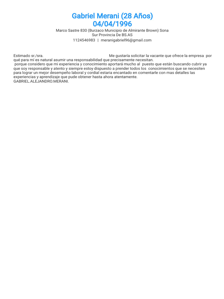 CV Gabriel Merani | PDF