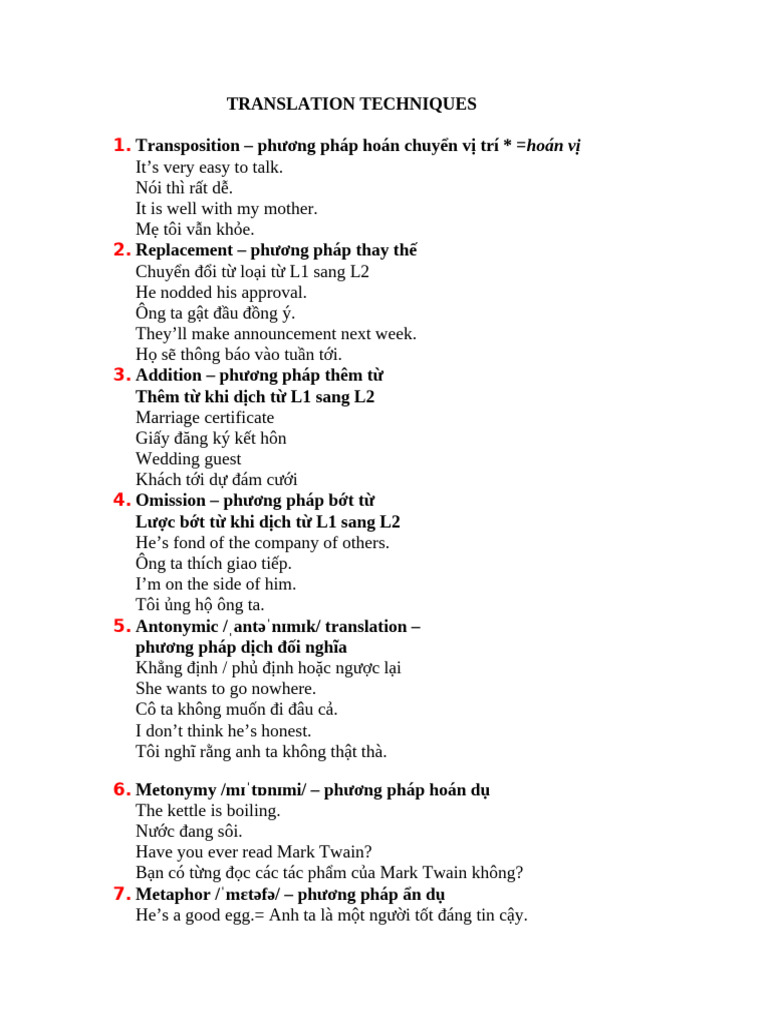 Translation Techniques | PDF Translation Techniques | PDF
