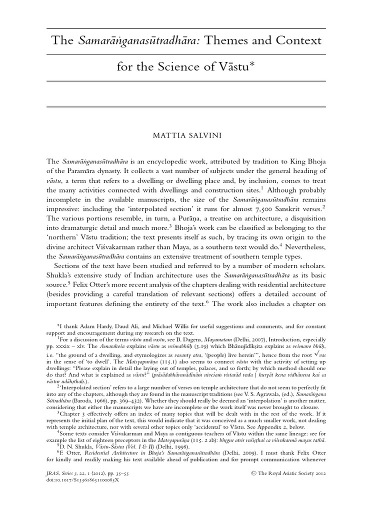 The Samarangana Sutradhara Themes and Context For The Science of Vastu ...