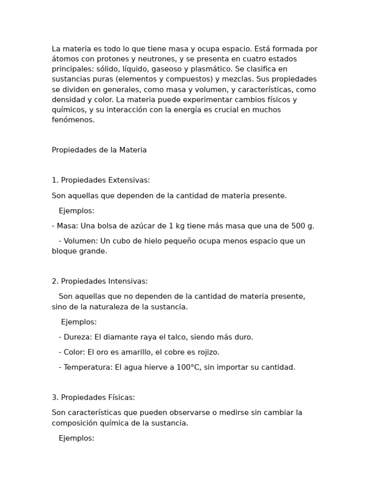 La Materia Es Todo Lo Que Tiene Masa y Ocupa Espacio | PDF