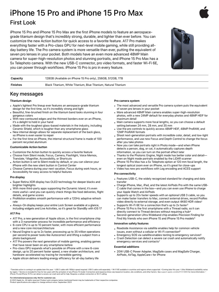 Iphone 15 Pro First Look | PDF