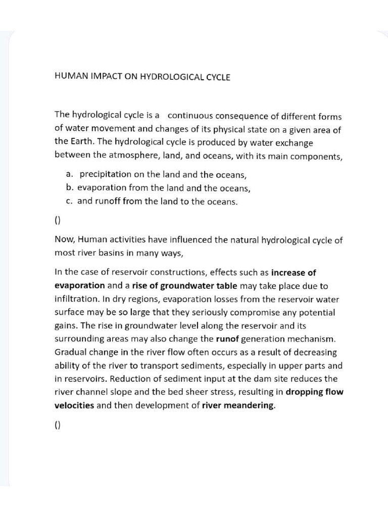 Human Impact On Hydrological Cycle | PDF