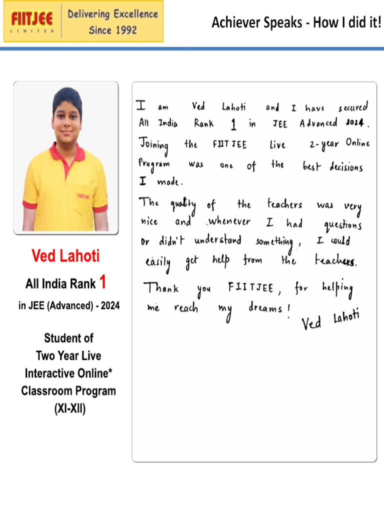 Ved Lahoti Testimonials | PDF