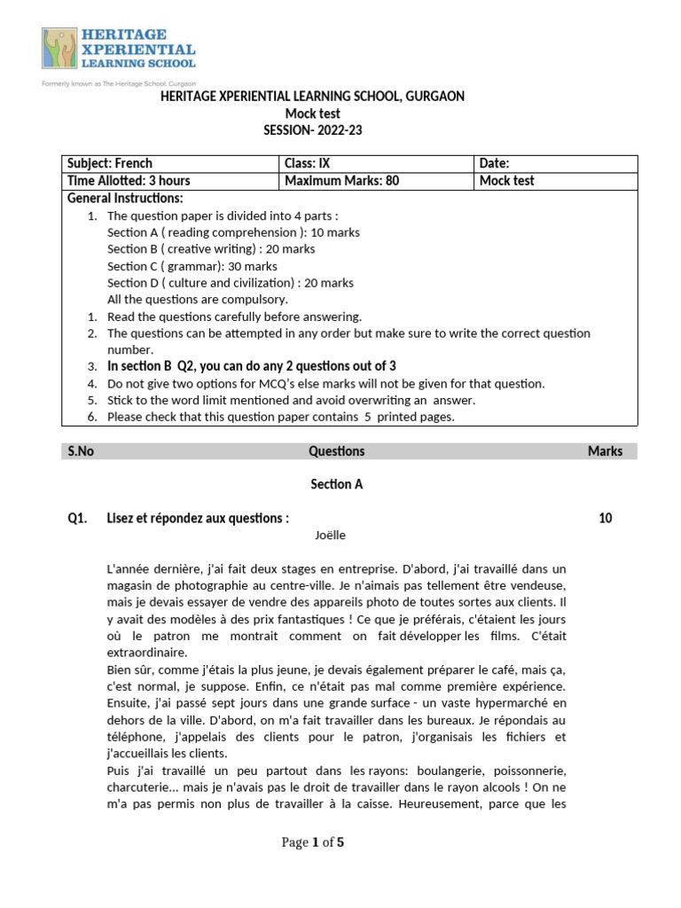 Mock Test 2023 | PDF