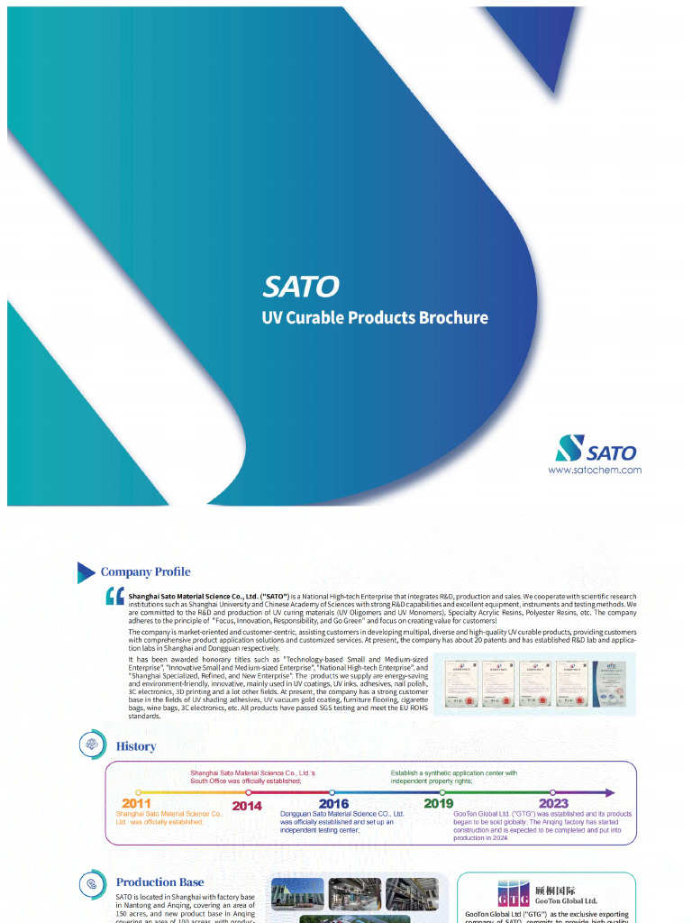 Sato Uv Curable Materials Brochure 2024 v2 - Mini Size 01 | PDF