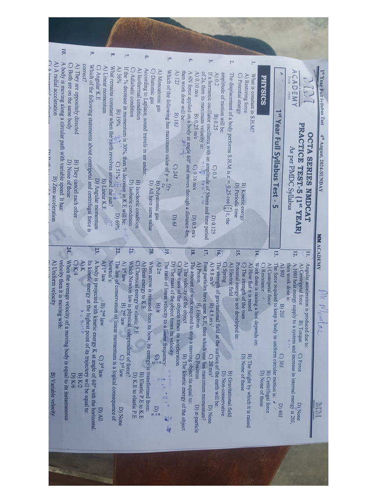 MM Test 04 August 24 by Study Corner | PDF