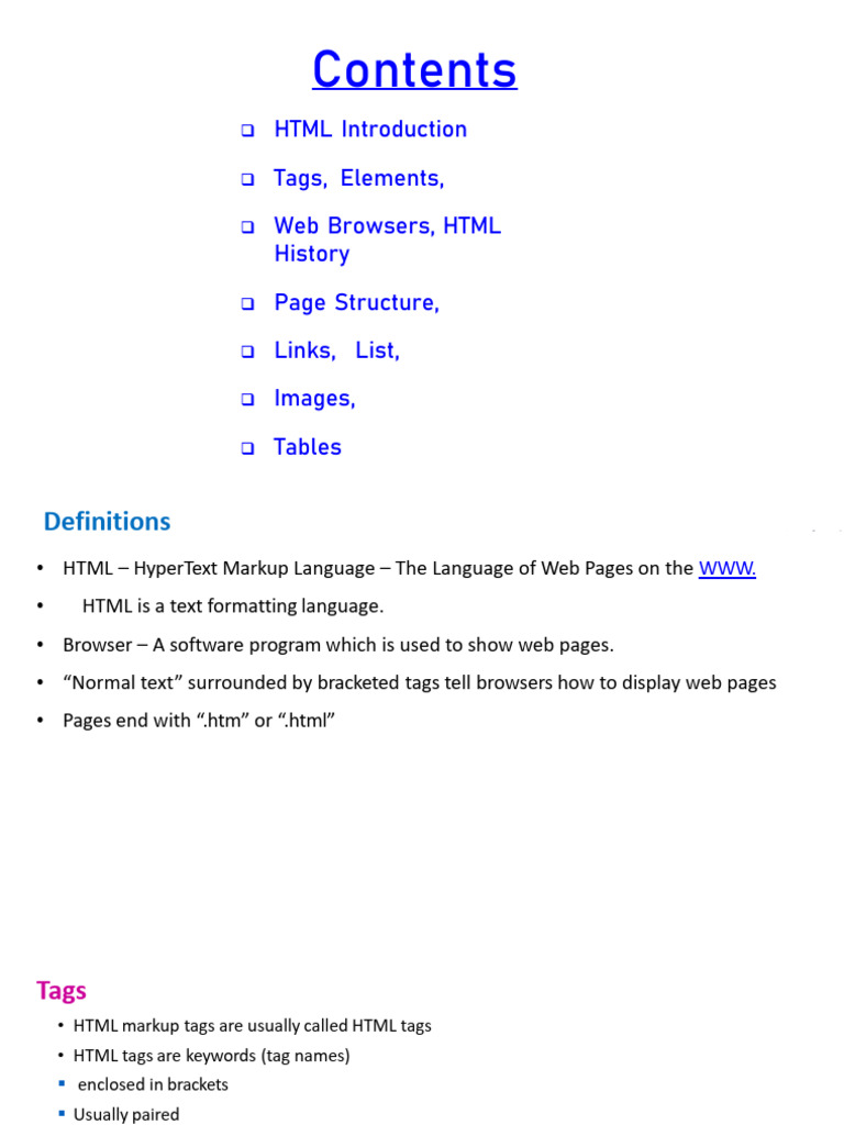 1 HTML List Images Links Table (Unit 2) | PDF