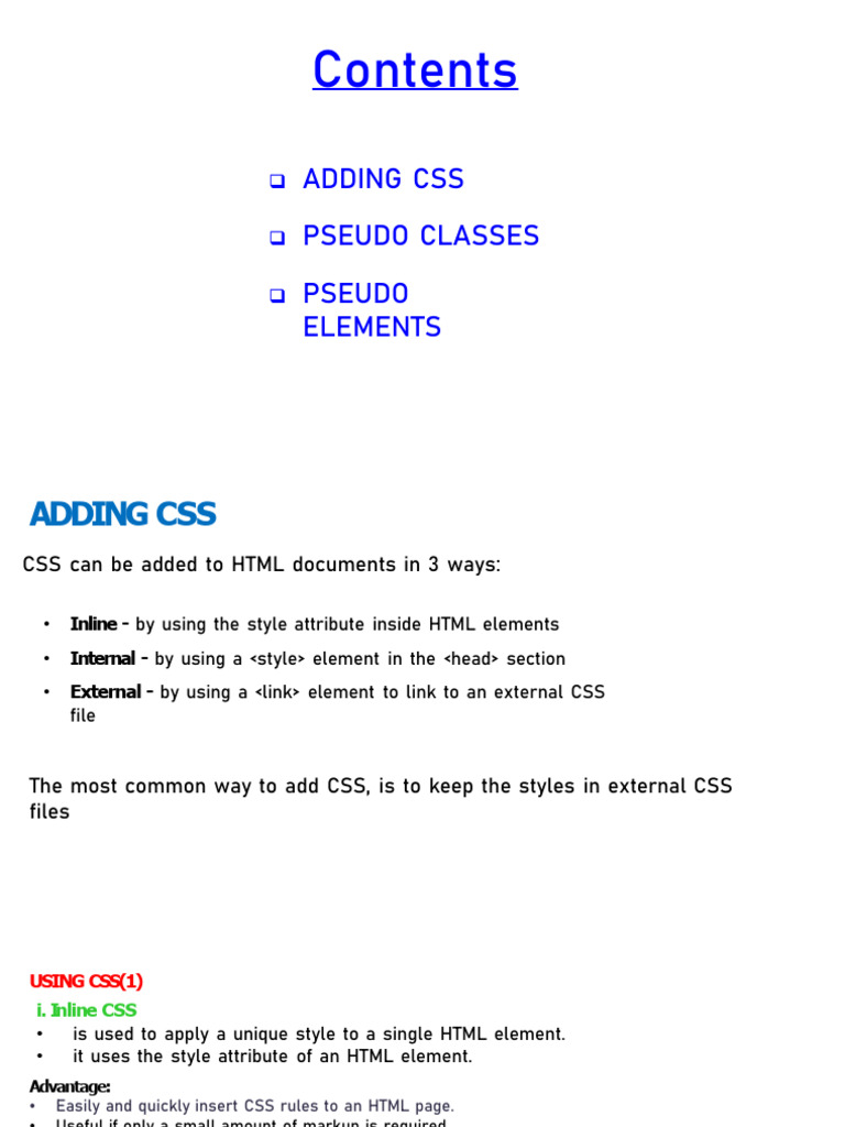 4-CSS(ADDING CSS-PSEUDO CLASS-PELEMENTS(unit-2) | PDF