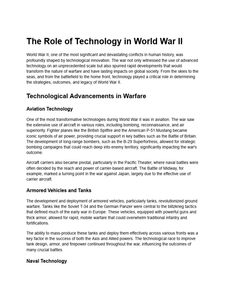 The Role of Technology in World War II | PDF