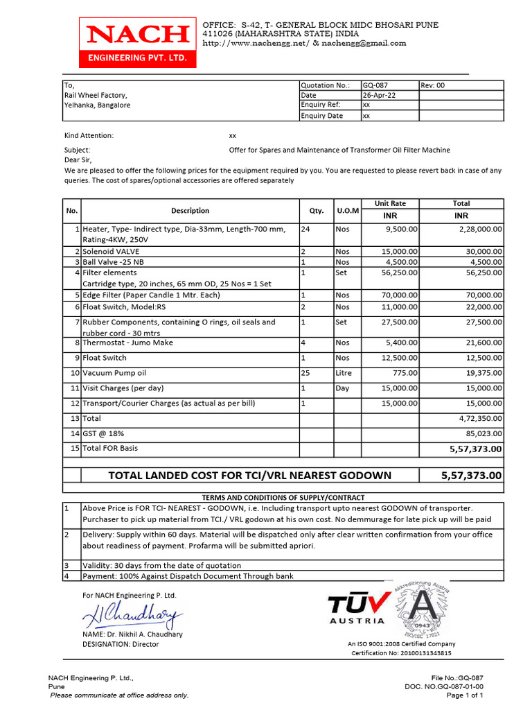 NACH Oil Filtration MAchine | PDF