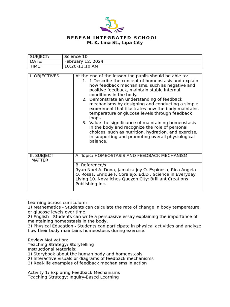 Homeostasis and Feedback Mechanism | PDF
