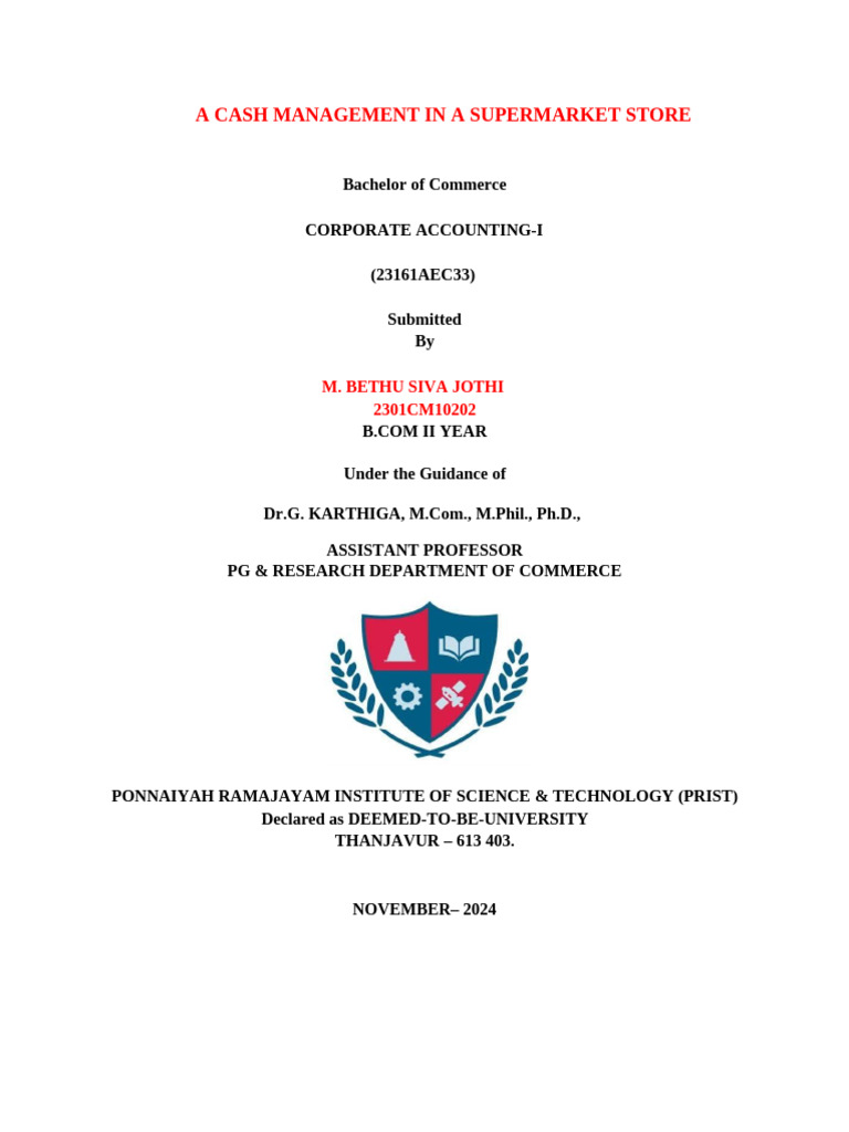 Iii B.com Project Front Page | PDF