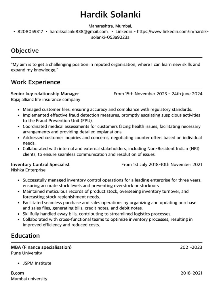 Resume Hardik Solanki | PDF