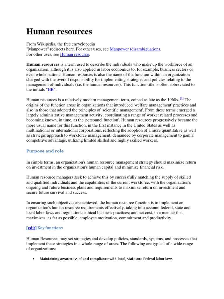 Human Resources: Manpower (Disambiguation) Human Resource | PDF | Human ...