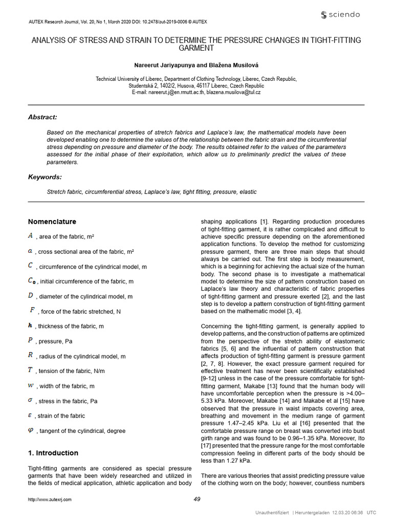 (23000929 - Autex Research Journal) Analysis of Stress and Strain To ...