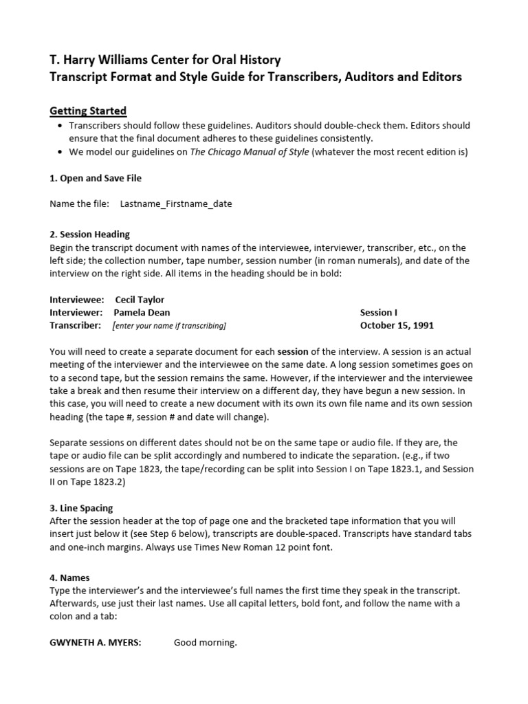 Transcription Guidelines | PDF