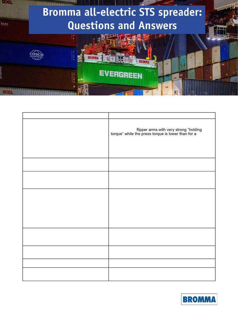 Bromma All Electric STS Spreader QA | PDF
