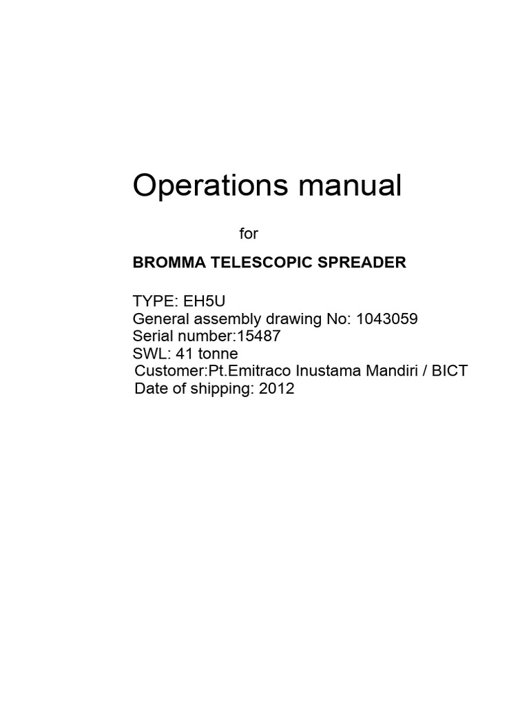 Manual (Telescopic Spreader) | PDF