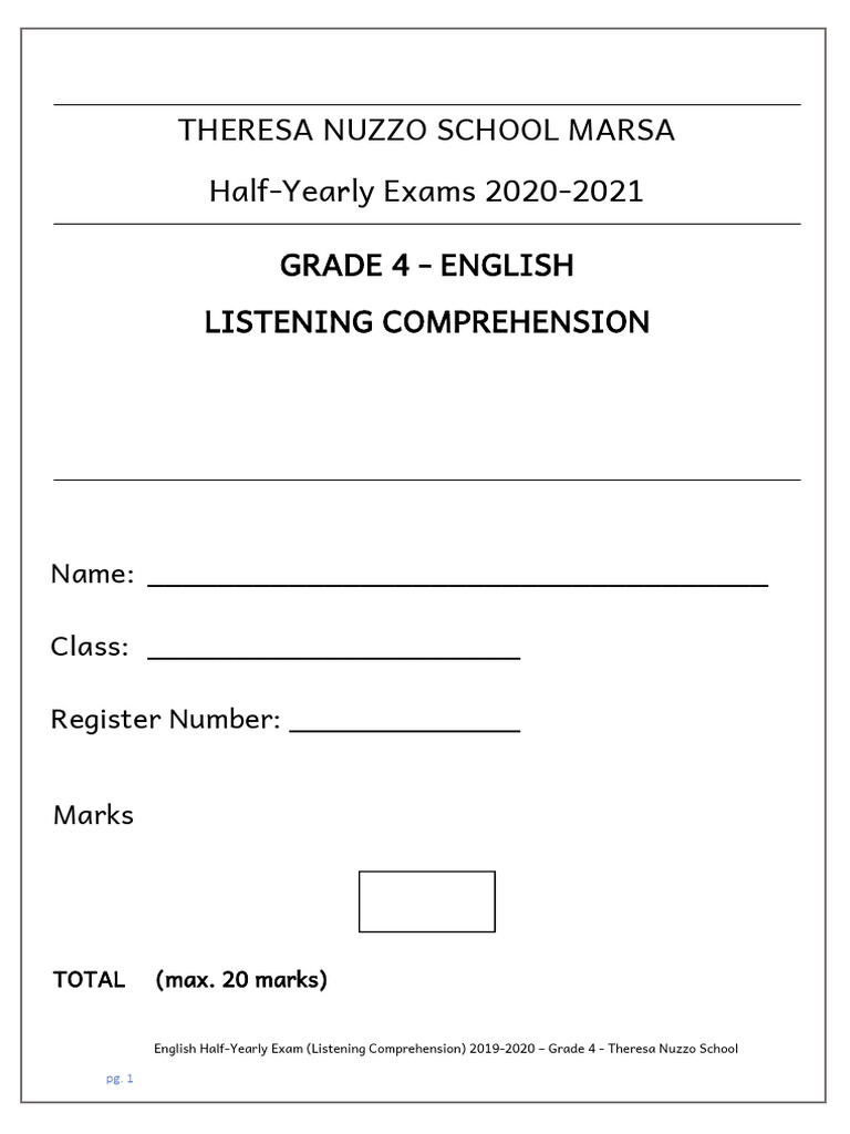Grade 4 English Listening Comprehension | PDF