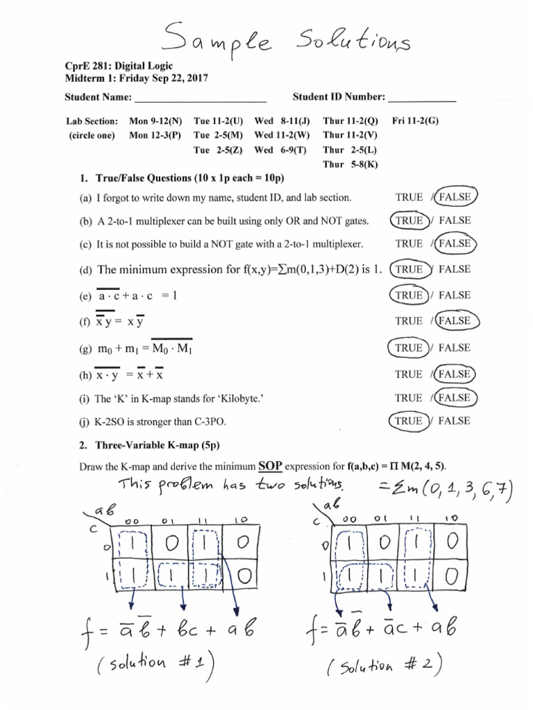 Midterm1 F2017 Solutions | PDF