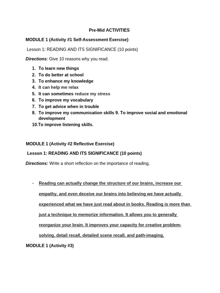 Pre-Mid ACTIVITIES | PDF