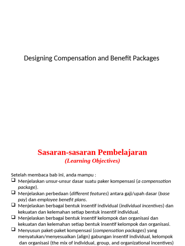 Designing Compensation And Benefit Packages 2 Pdf