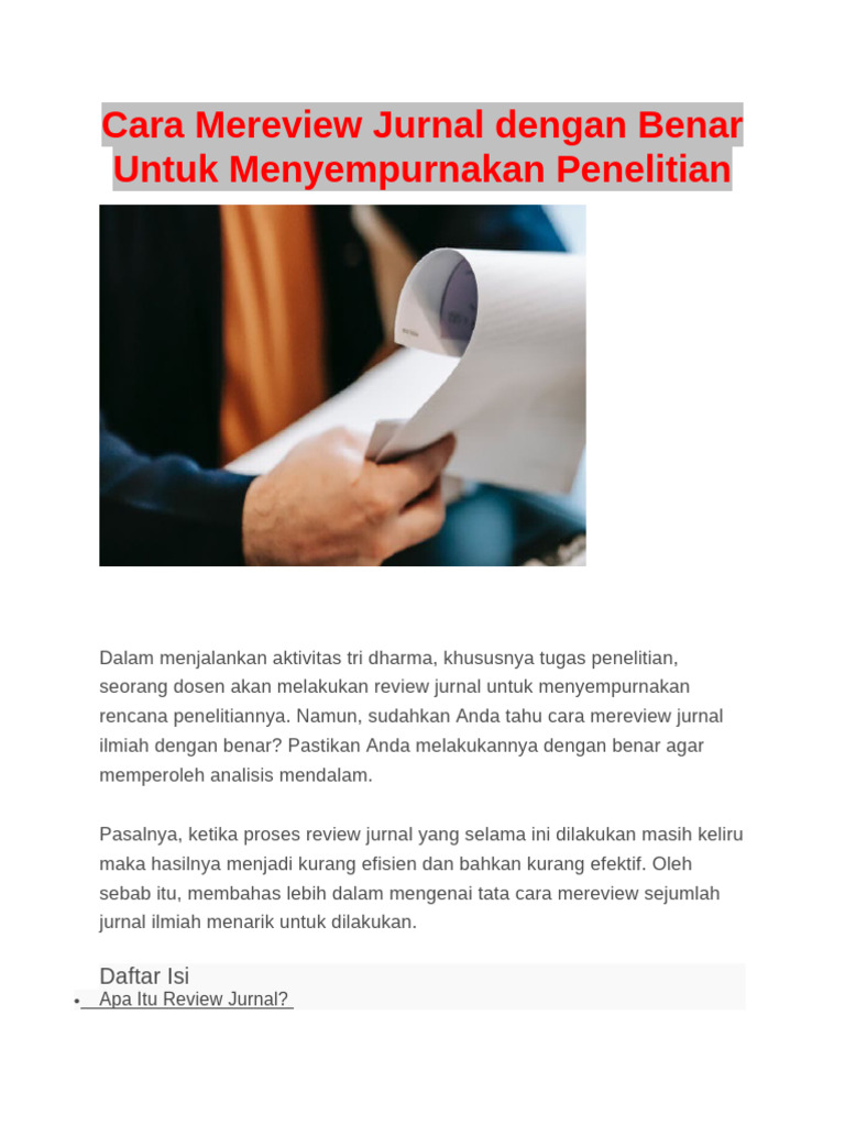 Cara Mereview Jurnal | PDF