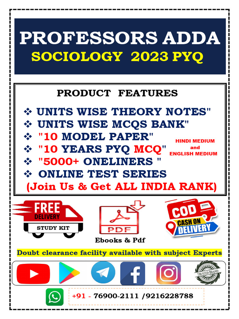 Sociology Dec. Net 2023 Pyq | PDF