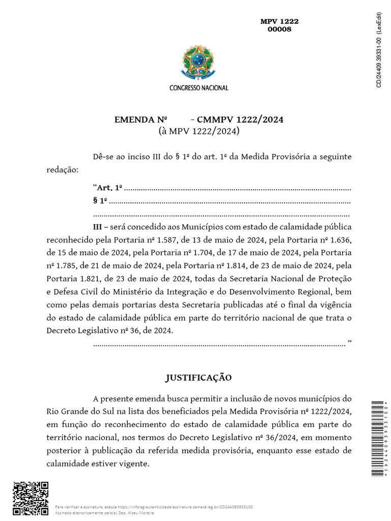 Emenda 8 - MPV 12222024 20240527 | PDF