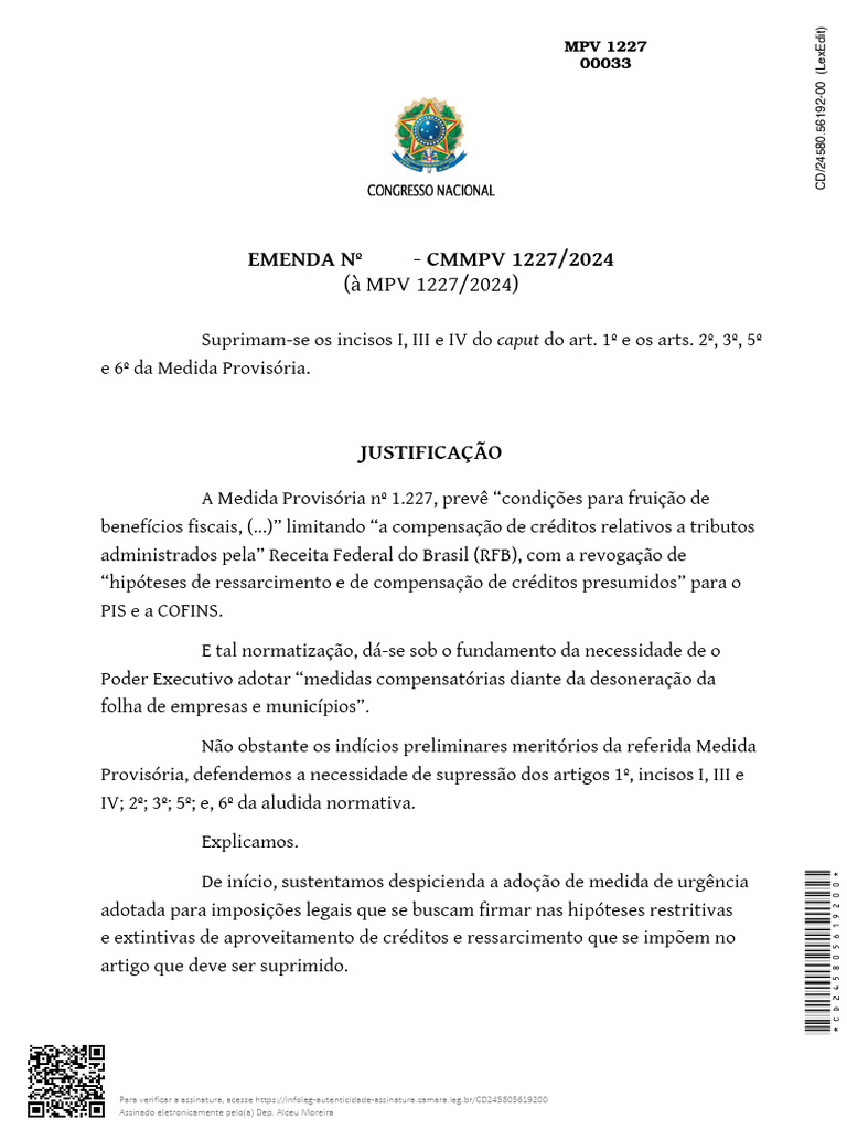 Emenda 33 - MPV 12272024 20240607 | PDF