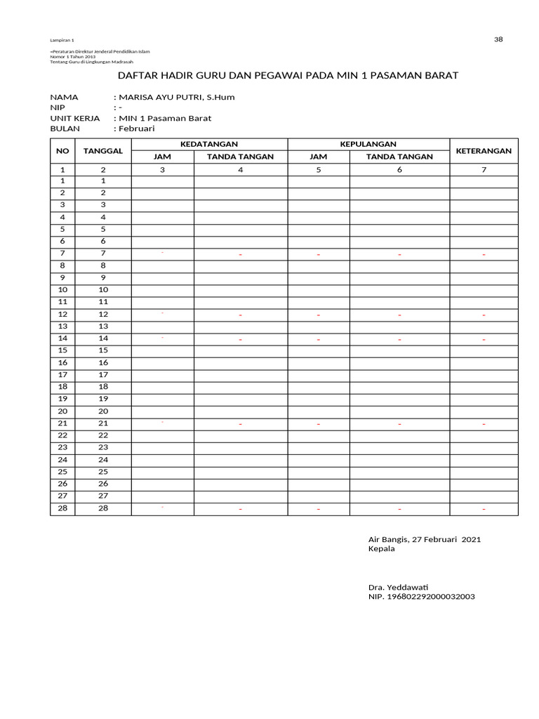 Absen Terpisah | PDF Absen Terpisah | PDF
