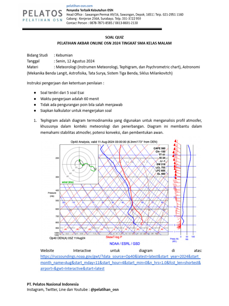 Quiz 3 Astronomi Kelas Malam OSN 2024 | PDF