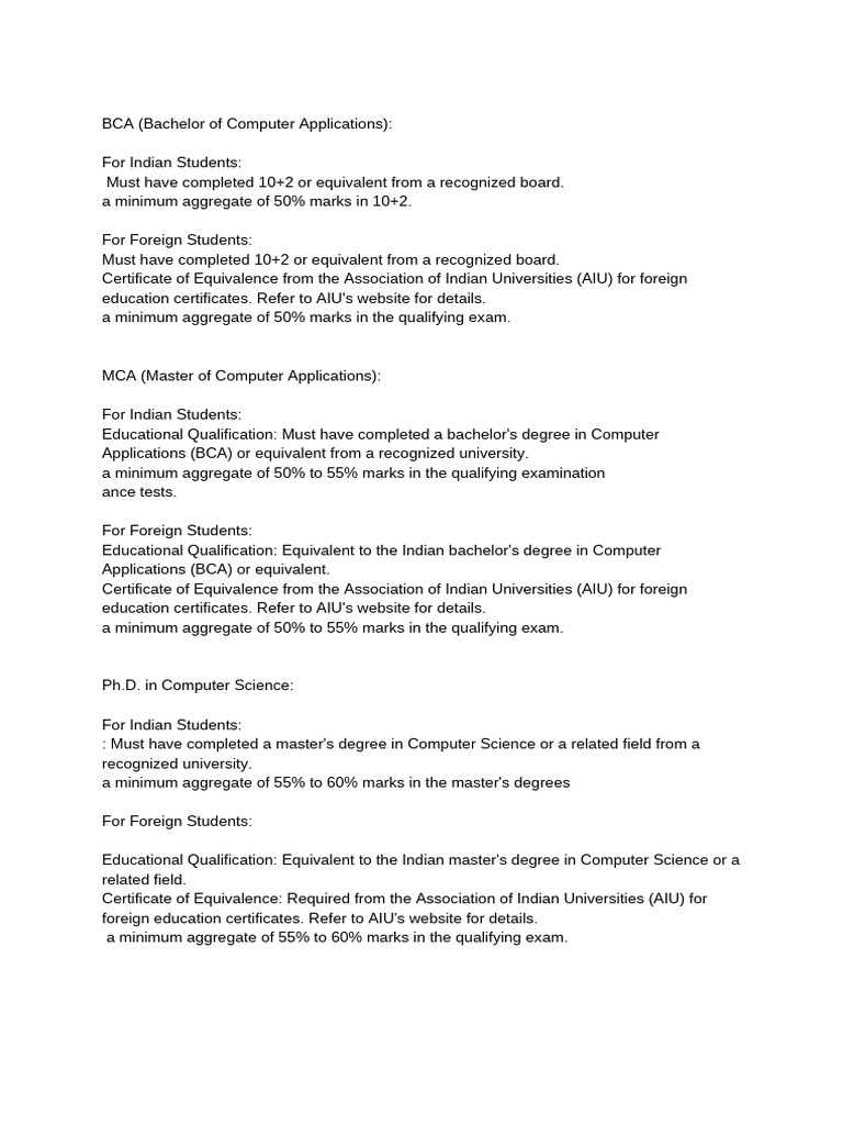 BCA (Bachelor of Computer Applications) | PDF