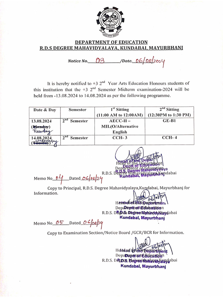 Midterm Exam Notice 003 | PDF
