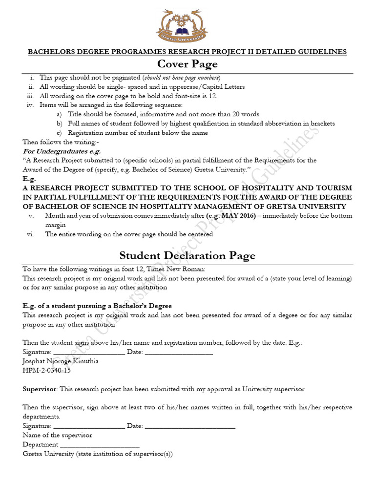 GU Standard Research Project Report Guidelines II | PDF | Validity (Statistics) | Hypothesis