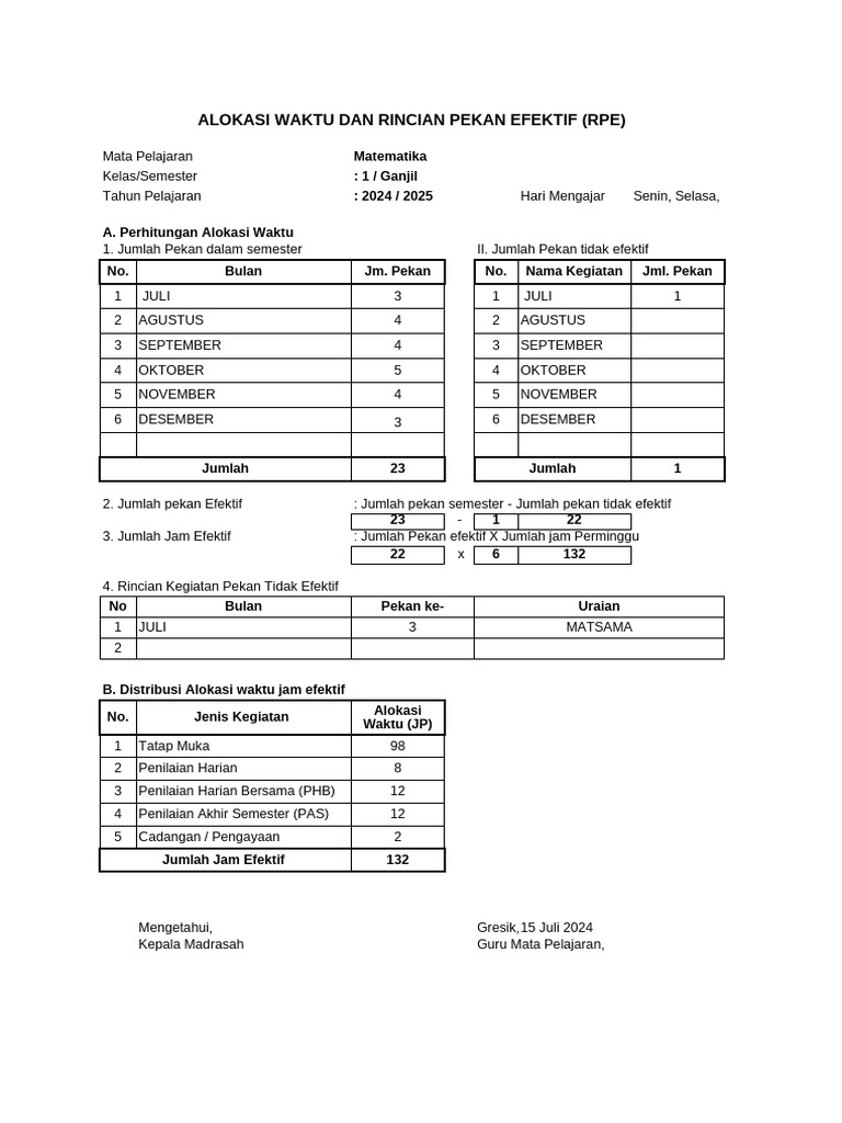RPE Mtk 1 Dan Aqidah 2 TP.24-25 | PDF