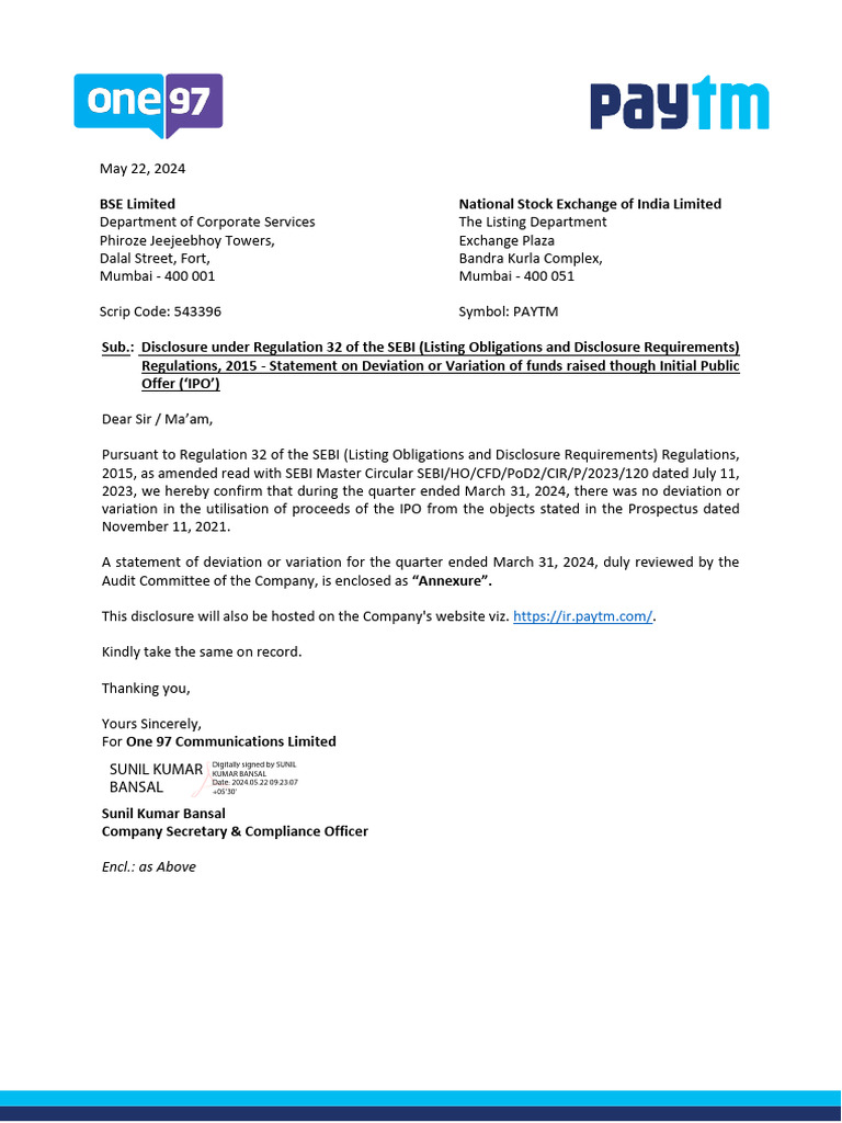 Statement of Deviation Report Q4 24 | PDF